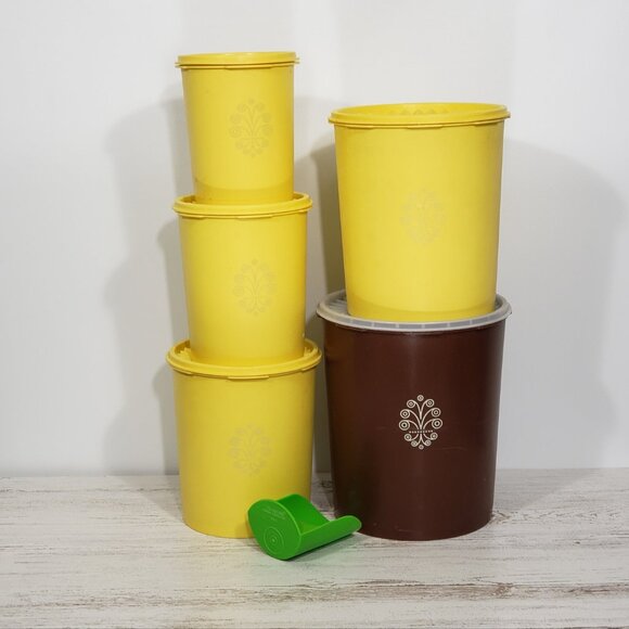 Tupperware | Kitchen | Vintage Tupperware Yellow Canister Set | Poshmark
